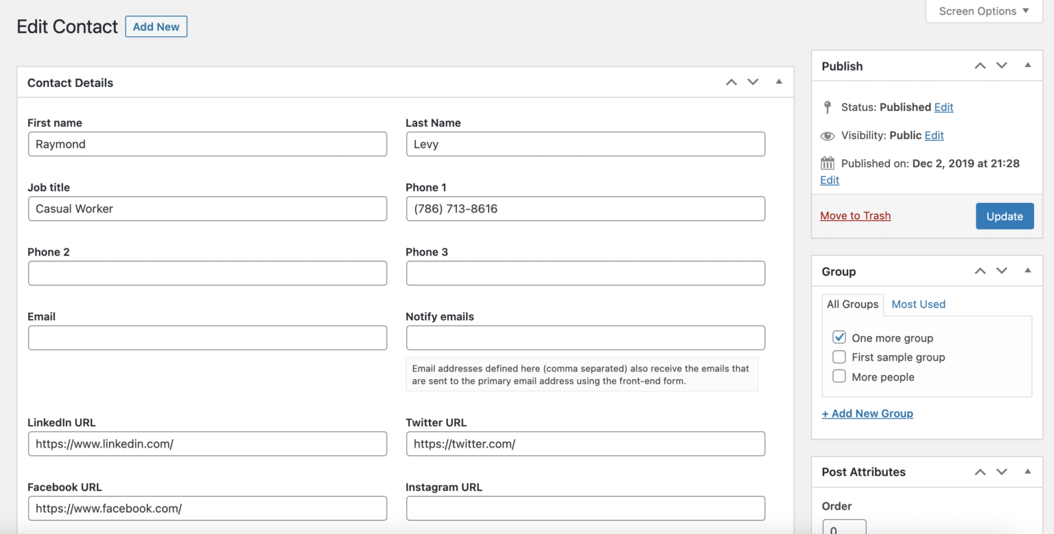 How to create an address book in WordPress – Contact List PRO